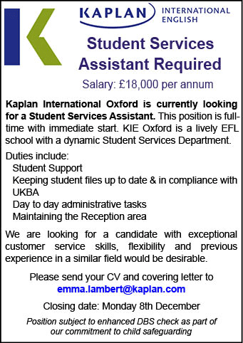Kaplan International English seek Student Services Assistant